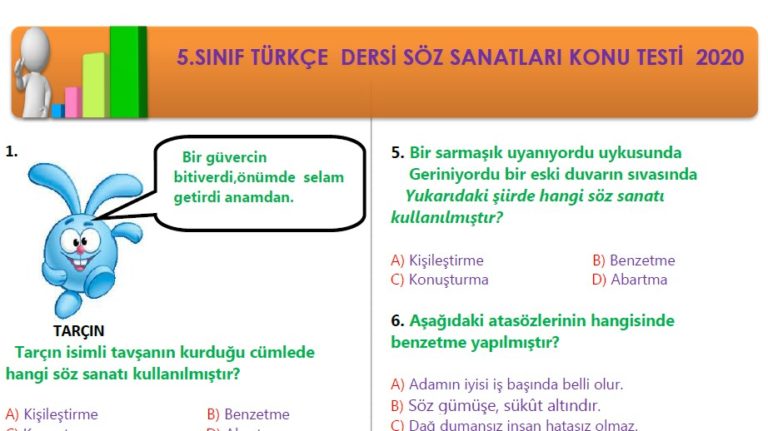5. Sınıf Türkçe Dersi Söz Sanatları Konu Testi - turkceciyiz.com